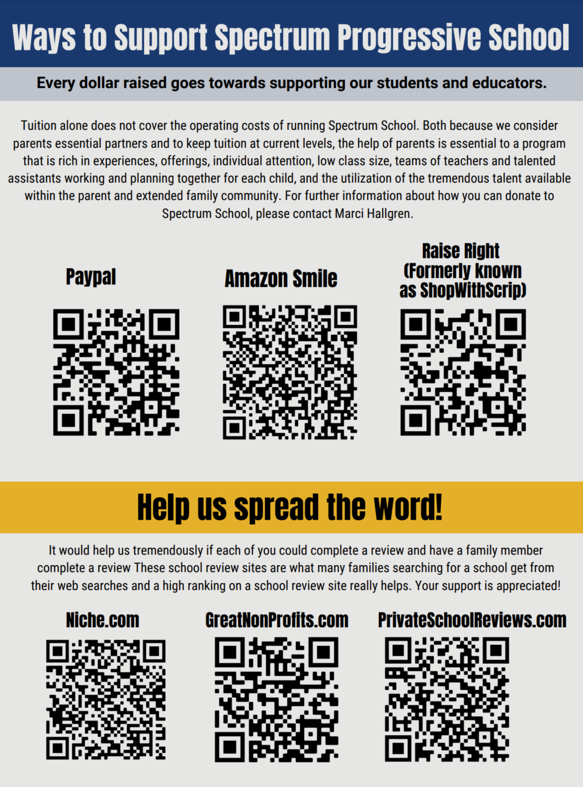 Ways to Support Spectrum School! | Spectrum School